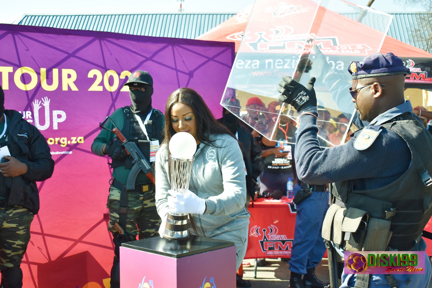 Prestigious Netball World Cup Trophy received with fanfare.